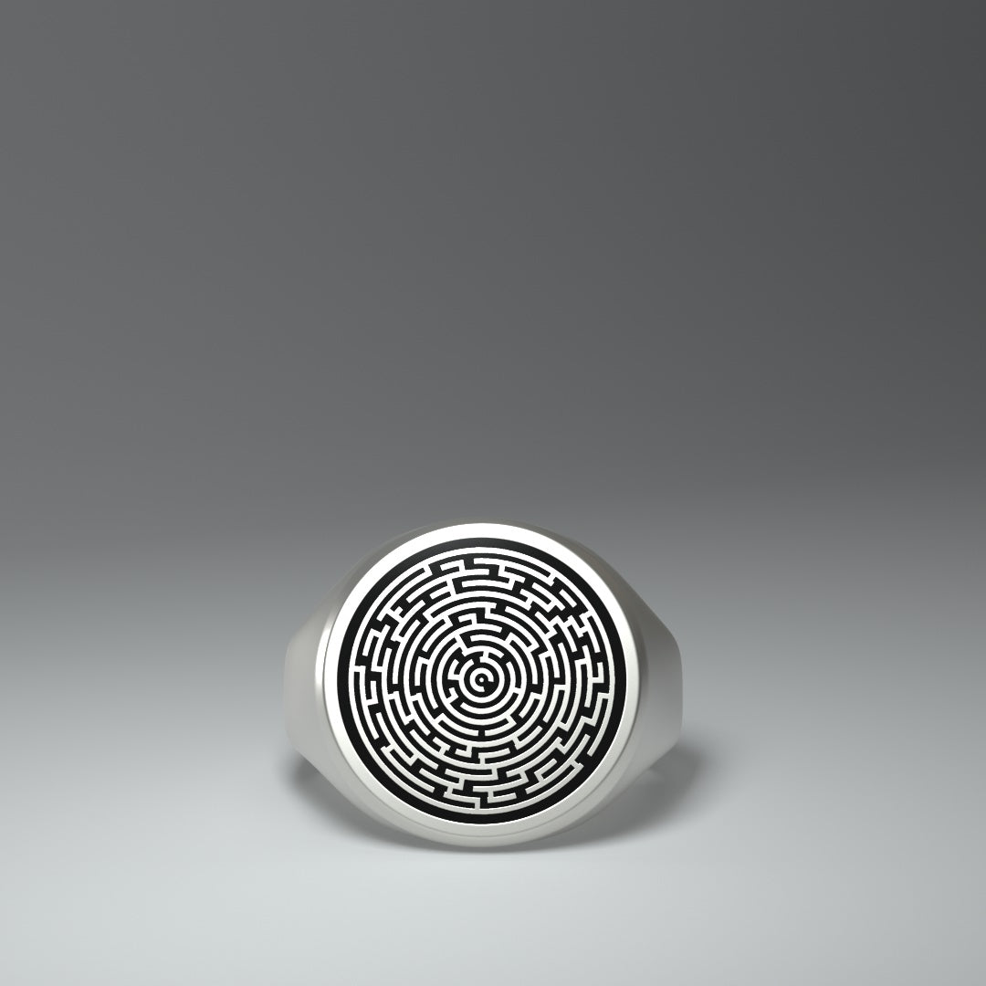 Signet ring round "labyrinth" – TOJOMI